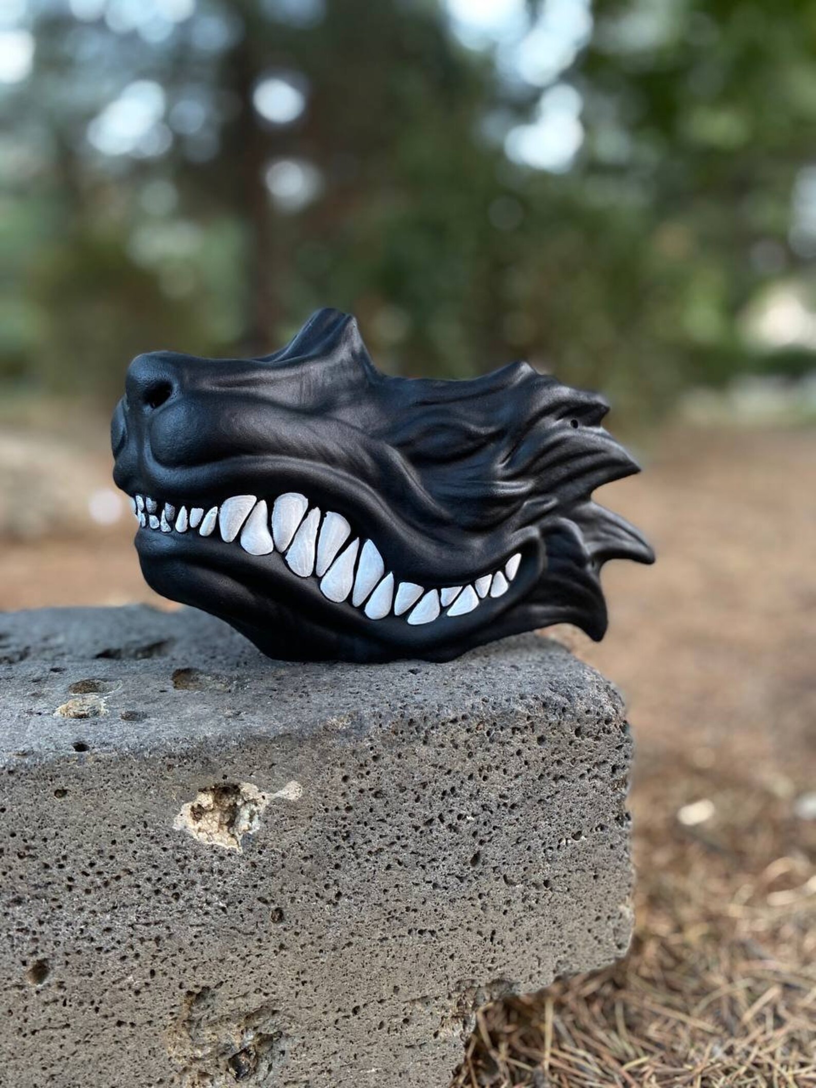 Samurai Wolf Half Mask, Black Wolf Tsushima, Wolf Mask, Kitsune Half ...