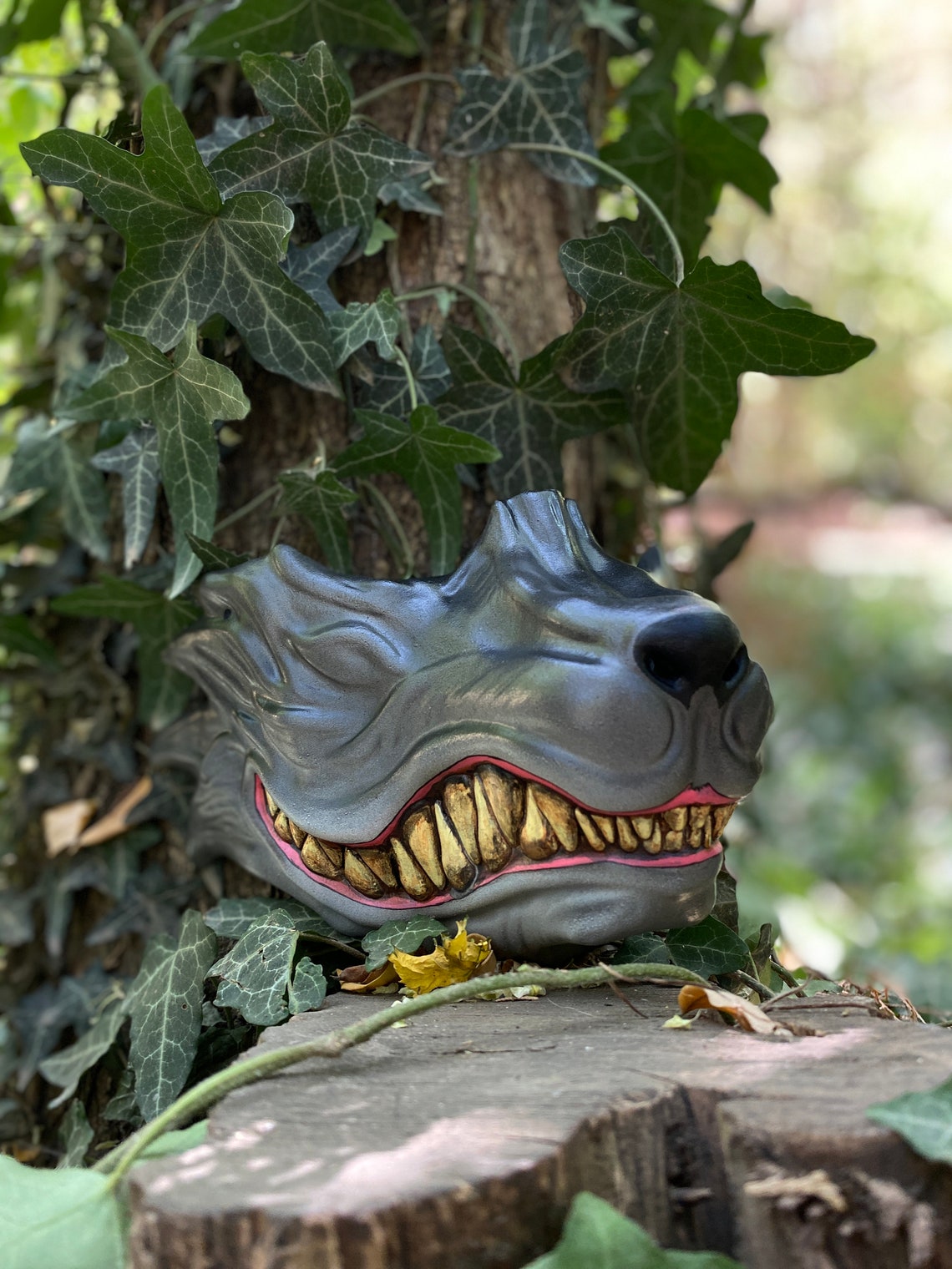 Grey Wolf Half Mask Kitsune Half Face Mask Japanese Wolf - Etsy