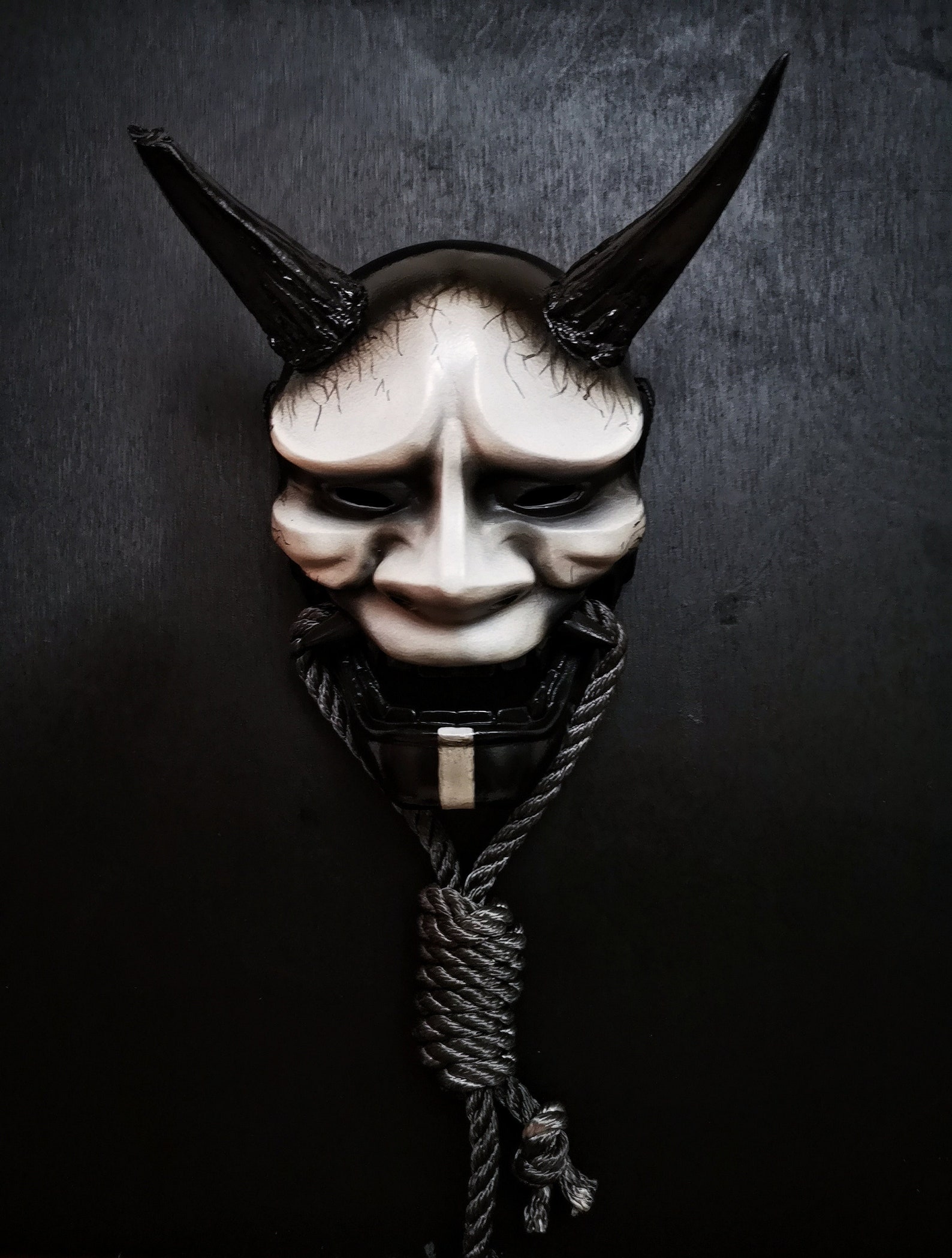 Japanese Hannya Mask: Black&white Made to ORDER Samurai - Etsy