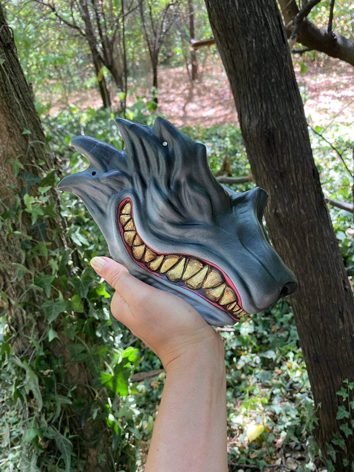 Grey Wolf Half Mask Kitsune Half Face Mask Japanese Wolf - Etsy