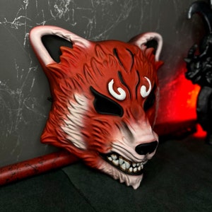 Red Panda Mask Wearable, Scary Fox Mask, Japanese Raccoon Dog Mask ...
