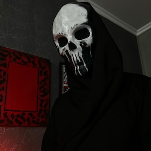 Death Skull Mask Black and White Wearable, Black Skull Mask Full Face ...