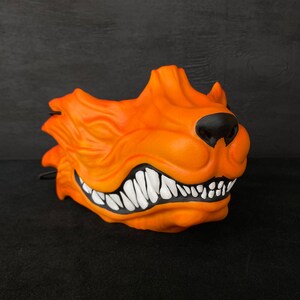 Kitsune Half Mask Wearable - White Teeth, Oni Wolf Mask, Anime Cosplay ...