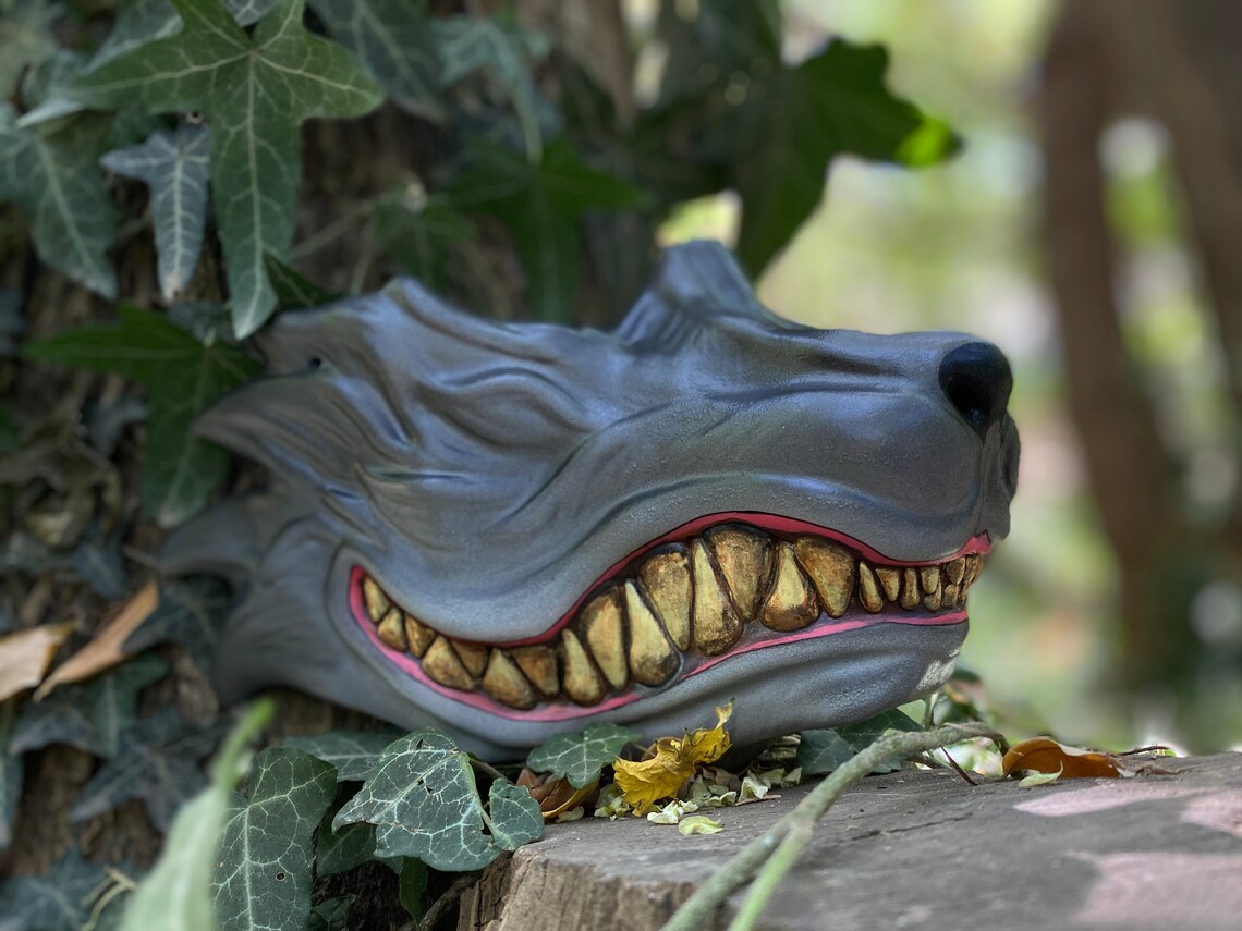 Grey Wolf Half Mask Kitsune Half Face Mask Japanese Wolf - Etsy