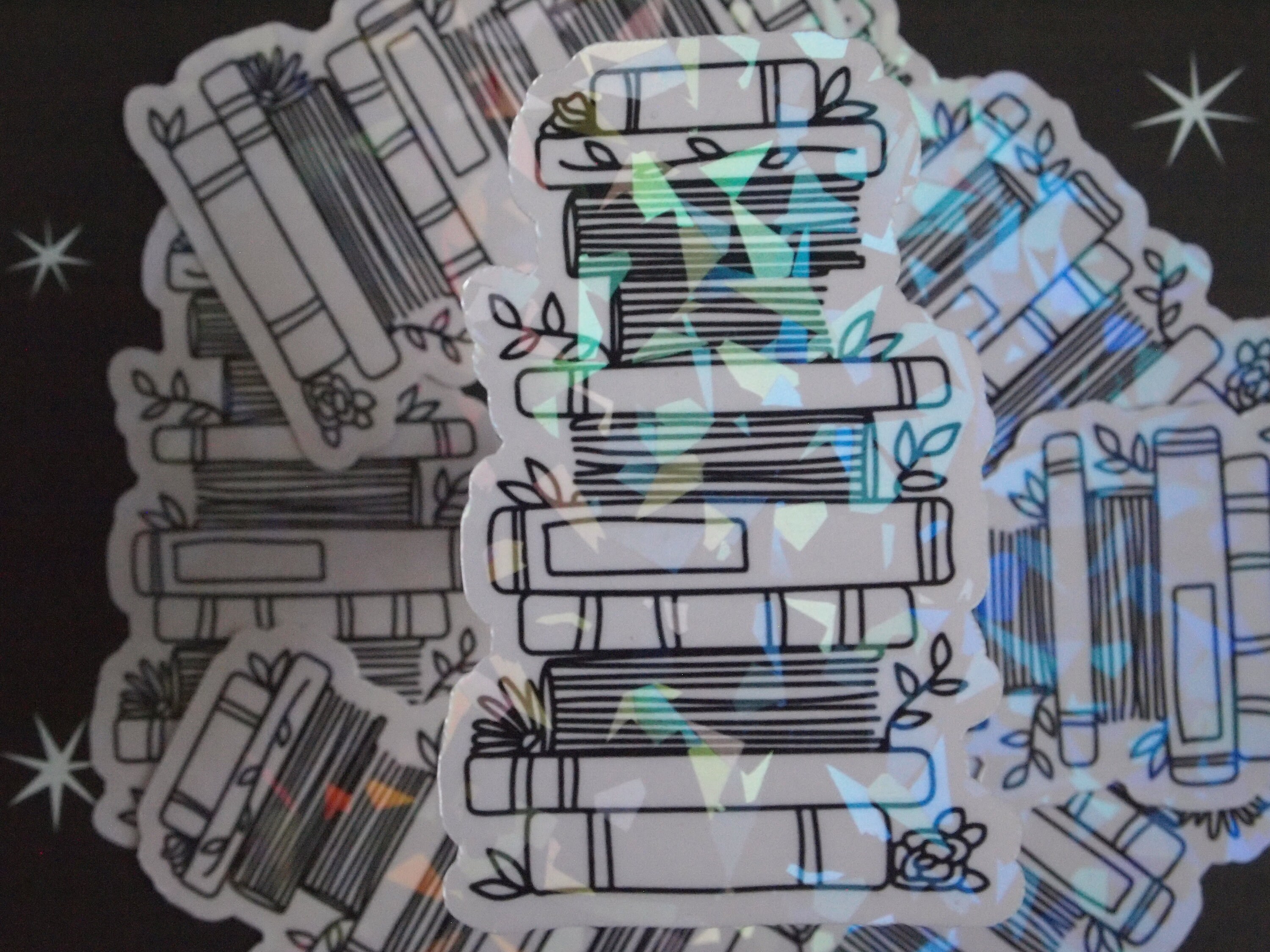 Holographic Stack of Books Sticker: Waterproof Vinyl Decal - Etsy