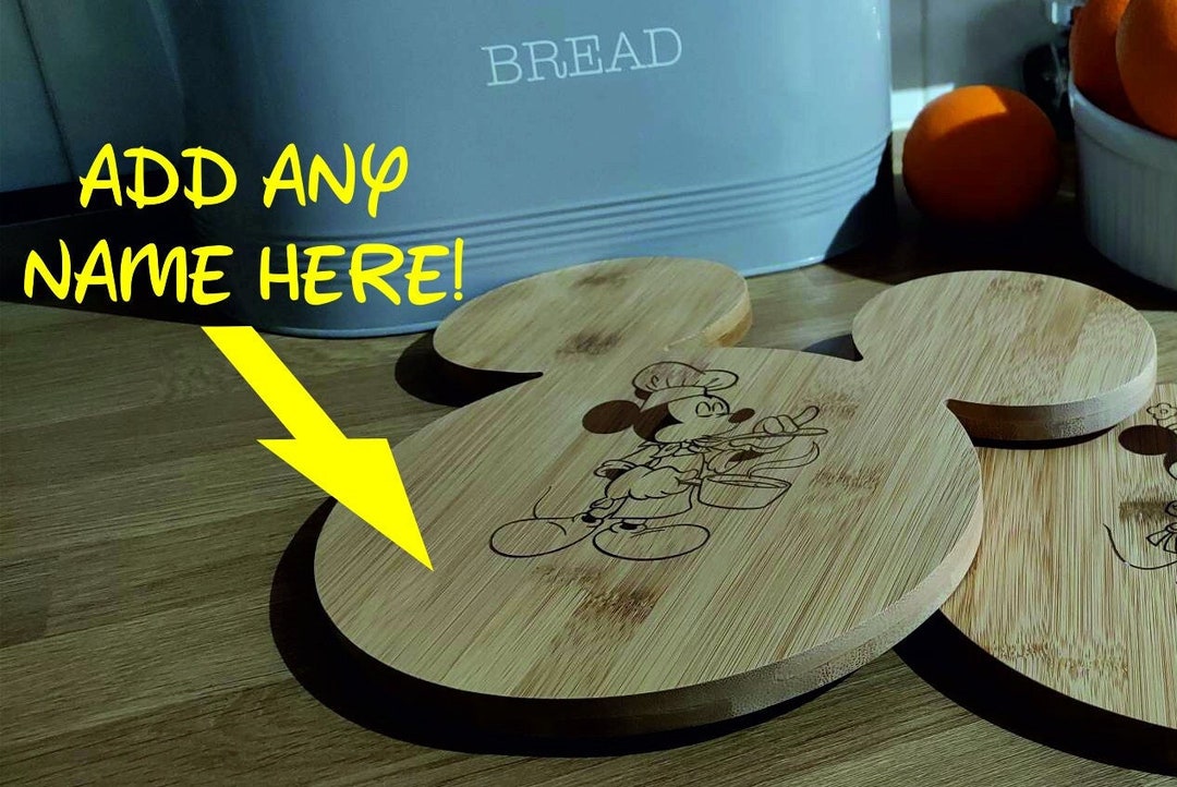 Personalised Engraved Mickey Mouse Shaped Chopping Boards With Engraved ...