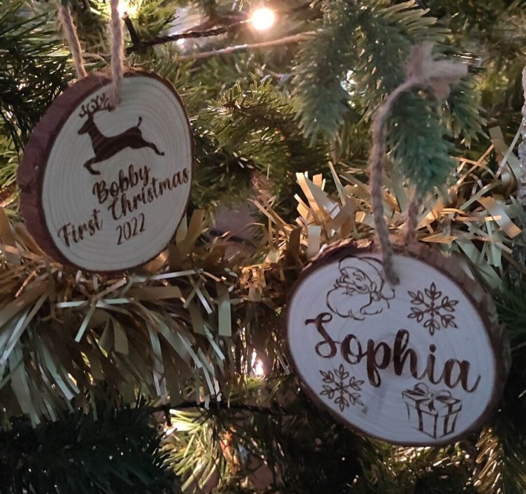 Personalised Engraved Christmas Ball With Names on Real Wood - Etsy