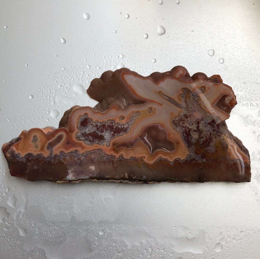 Rare Mexican Crazy Lace Agate Slab With Drusy Peach Color, Old Stock ...