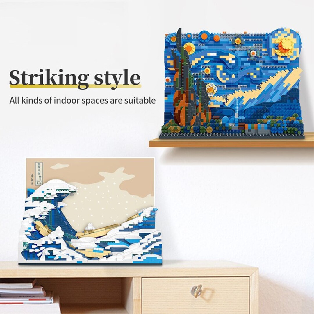 The Starry Night 3D Microbrick MOC Art Painting Vincent Van - Etsy Canada
