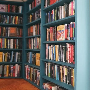 Book Nook Library Diorama Bookend Bookshelf Insert With Blue Bookcase ...