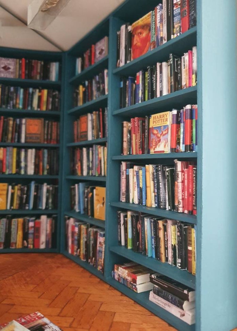 Book Nook Library Diorama Bookend Bookshelf Insert With Blue - Etsy