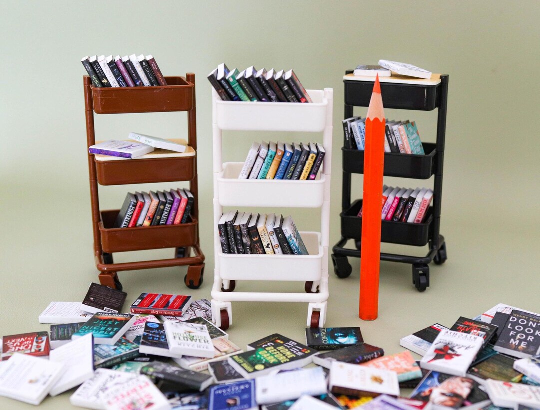 Miniature Book Cart With Mini Books for Dollhouses and Dioramas or Tbr ...