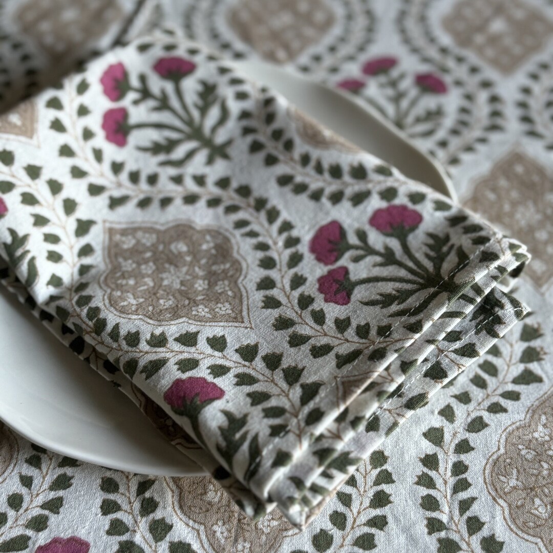 Hand Block Printed Cotton Canvas Tablecloth Rectangle, Christmas Sale ...