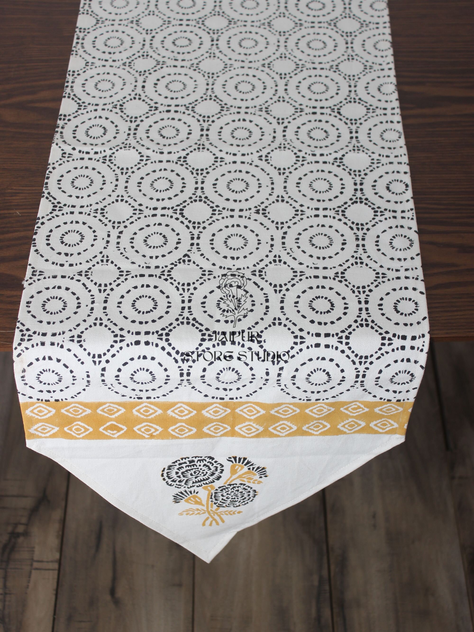 Hand Block Printed Cotton Table Runner, Canvas Hand Block Table Runner ...