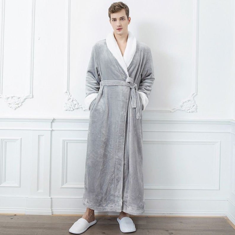 Luxury Warm House Robe Cozy Coral Fleece Plush Velvet Winter Dressing ...
