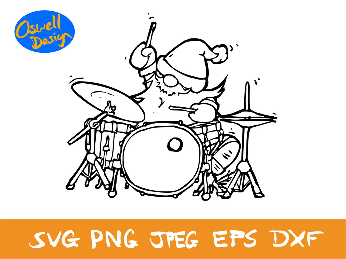 Santa Elf Playing Drums Cartoon Svg Cut Files Jpeg Xmas - Etsy