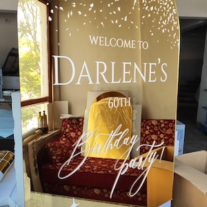 Personalized Mirror Acrylic Birthday Welcome Sign: Elegant Party Decor ...