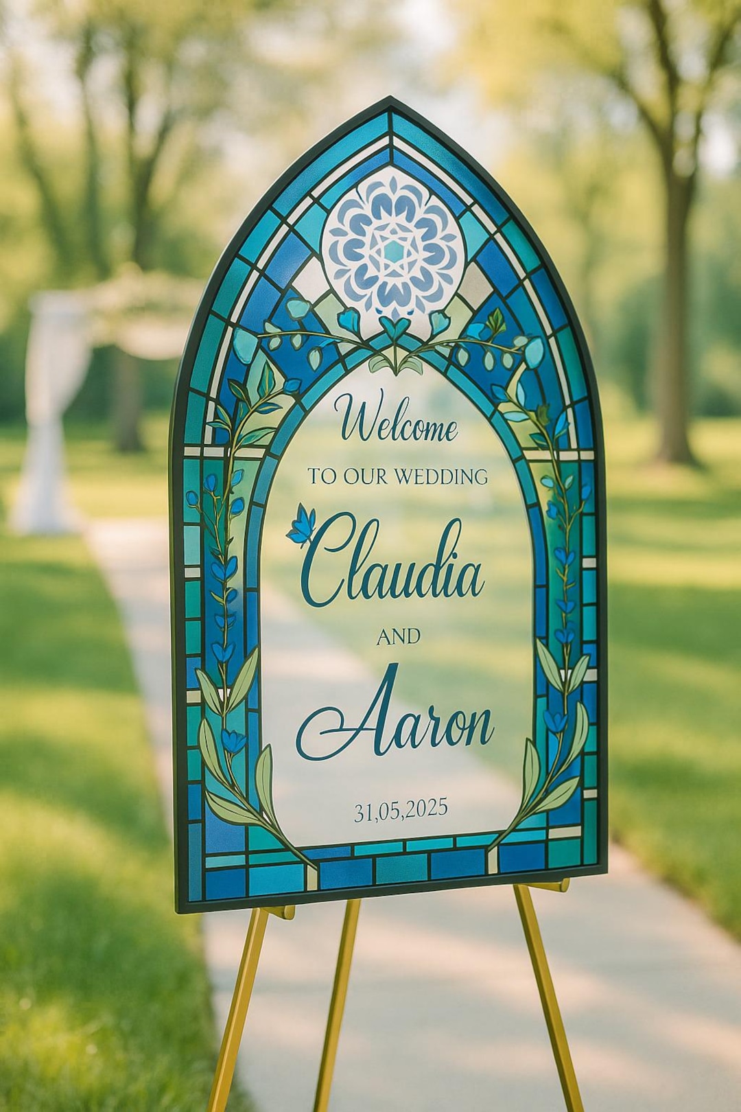 Stained Glass Wedding Sign, Wedding Welcome Acrylic Sign, Custom ...