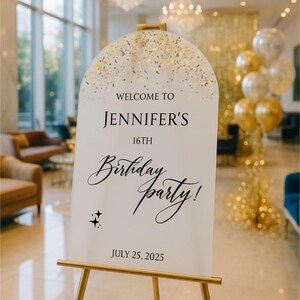 Personalized Mirror Acrylic Birthday Welcome Sign: Elegant Party Decor ...