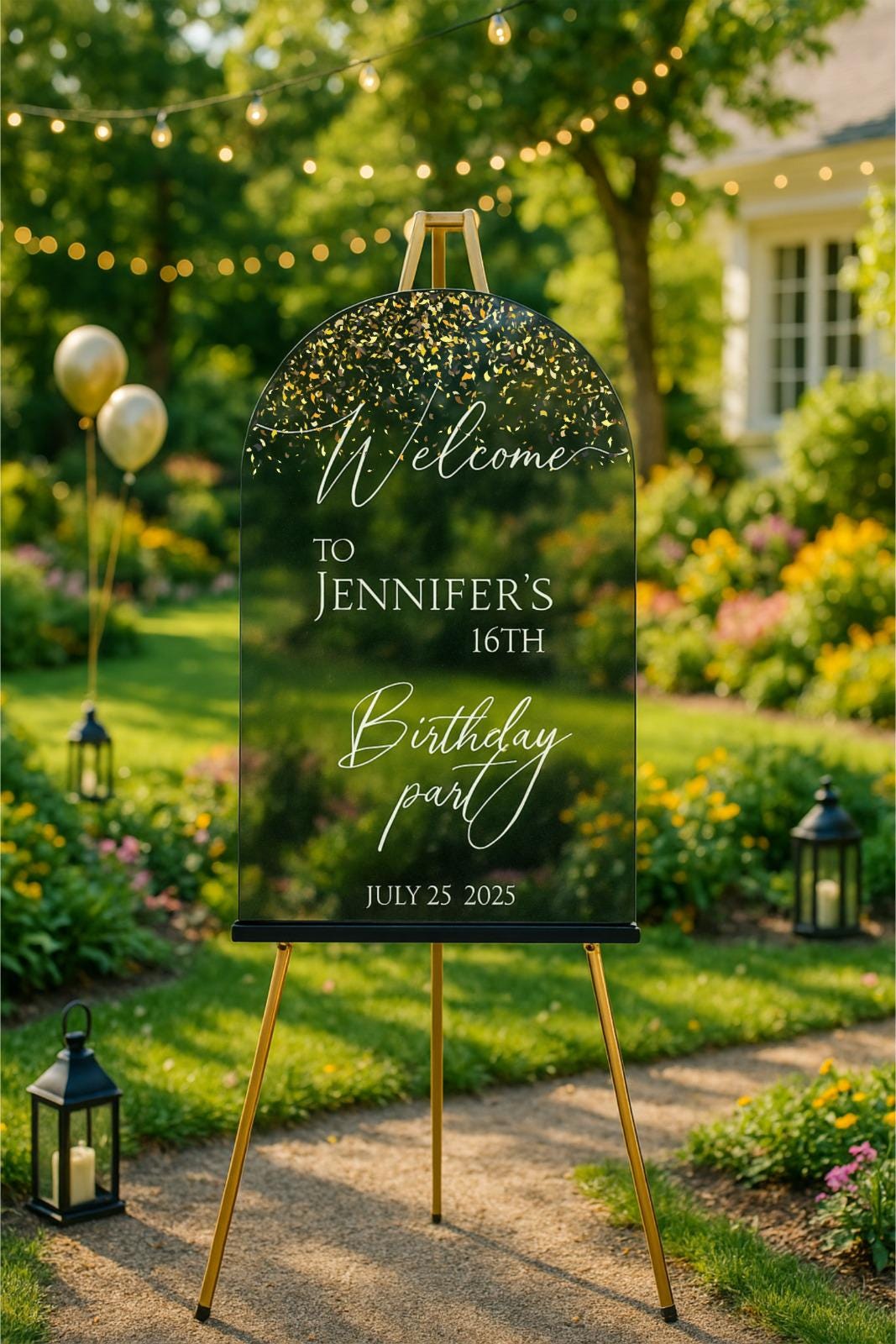 Personalized Acrylic Happy Birthday Welcome Sign: Elegant Party Decor ...