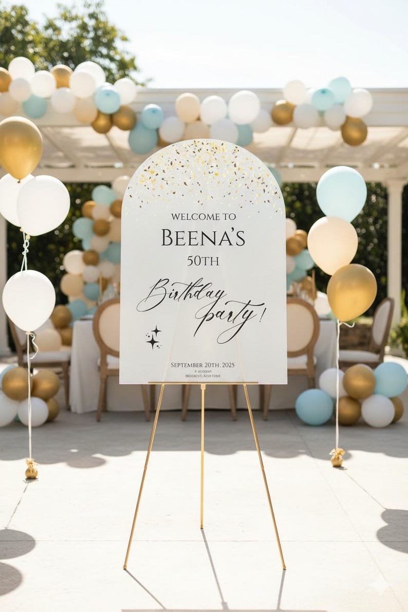 Personalized Acrylic Happy Birthday Welcome Sign: Elegant Party Decor ...