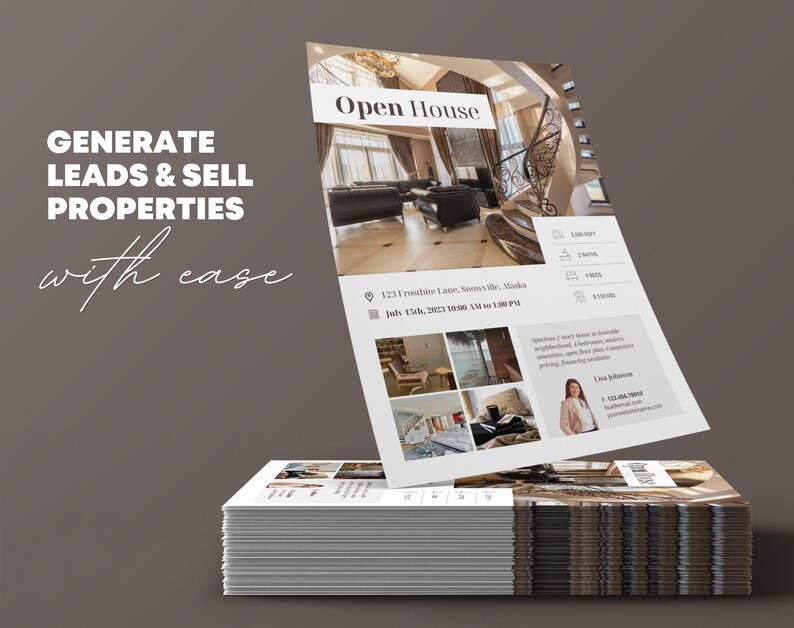Invitation Open House Flyer Template. Property Sale Canva Editable ...