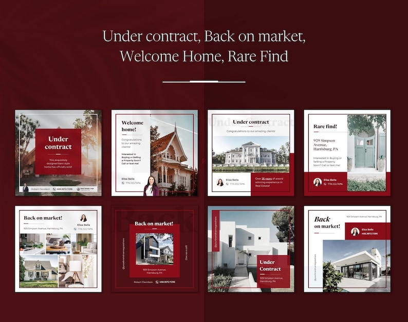 Red Real Estate Instagram Templates: Realtor Social Media (canva ...