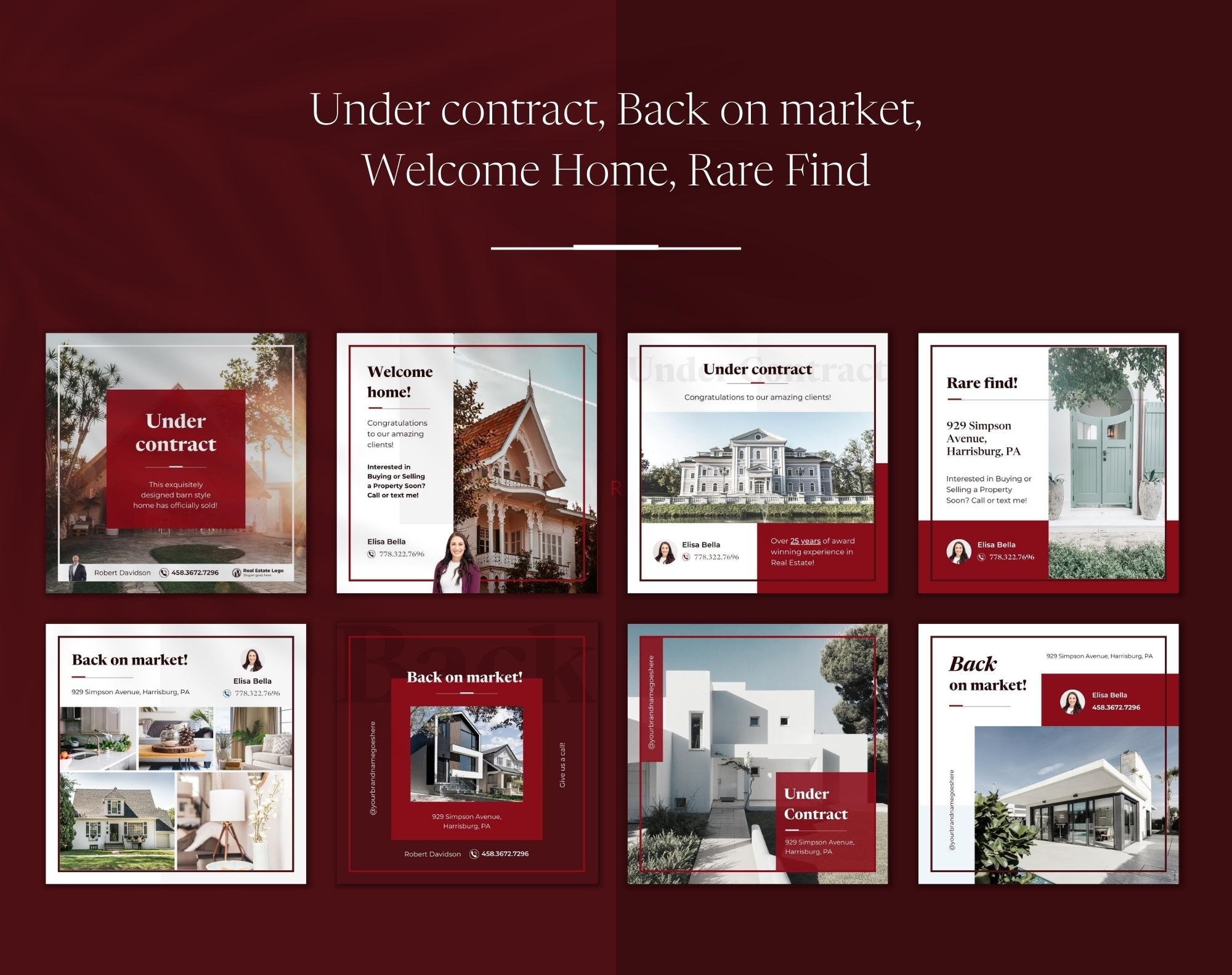 Red Real Estate Instagram Templates: Realtor Social Media (canva ...