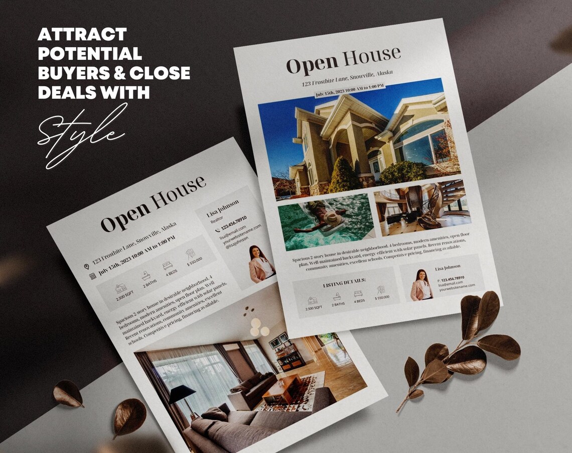 Open House Invite Flyer Template Bundle for Realtor Editable in Canva ...