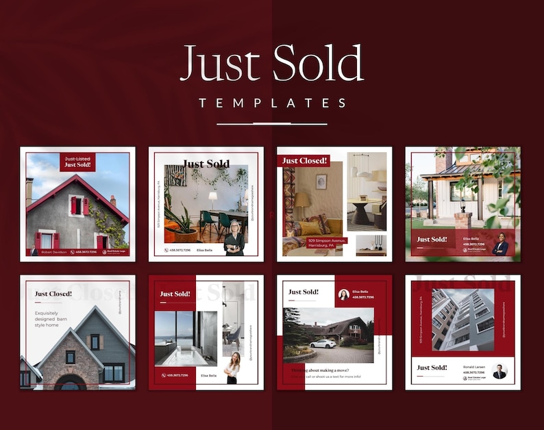 Red Real Estate Instagram Templates: Realtor Social Media (canva ...