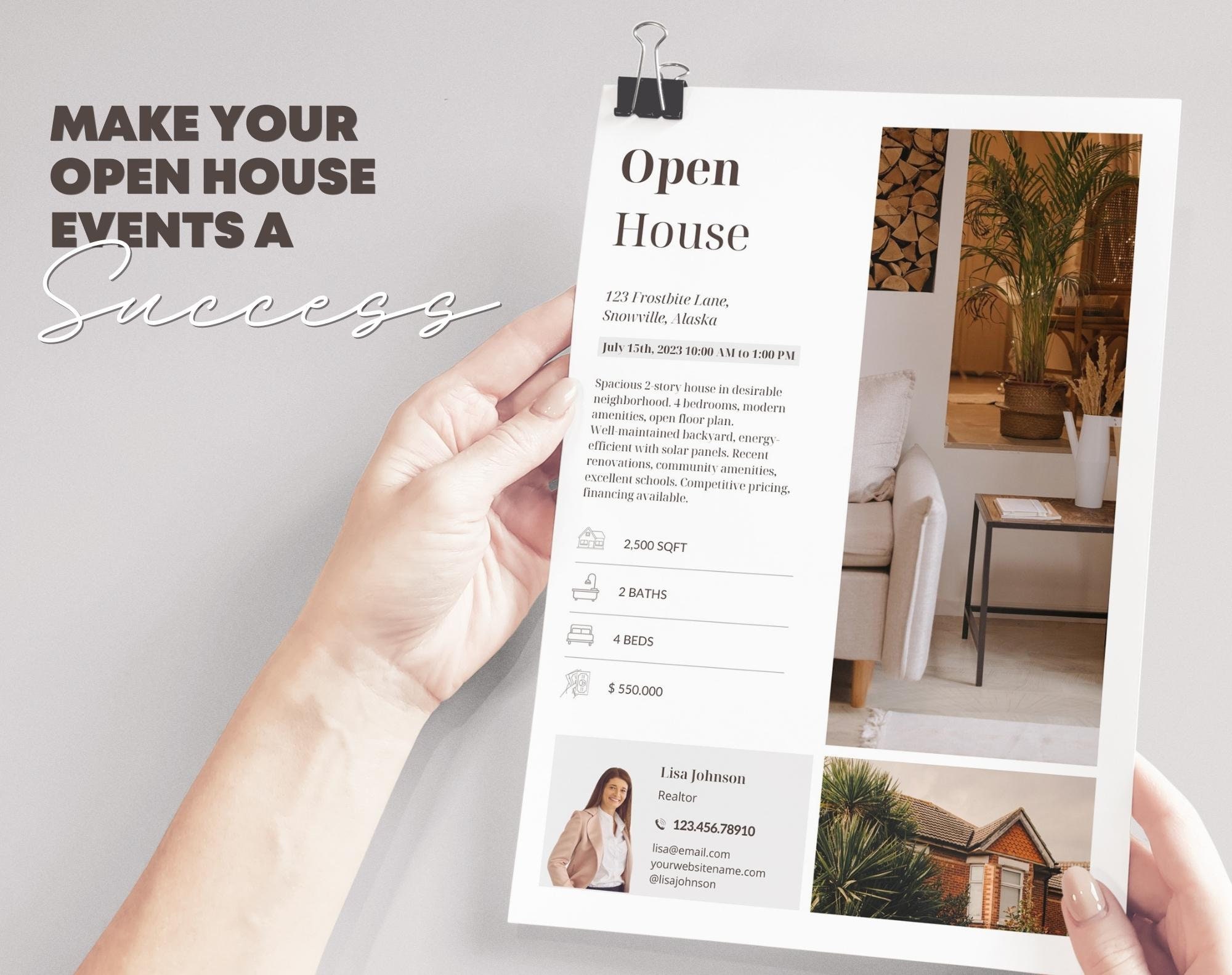 Open House Invite Flyer Template Bundle for Realtor Editable in Canva ...