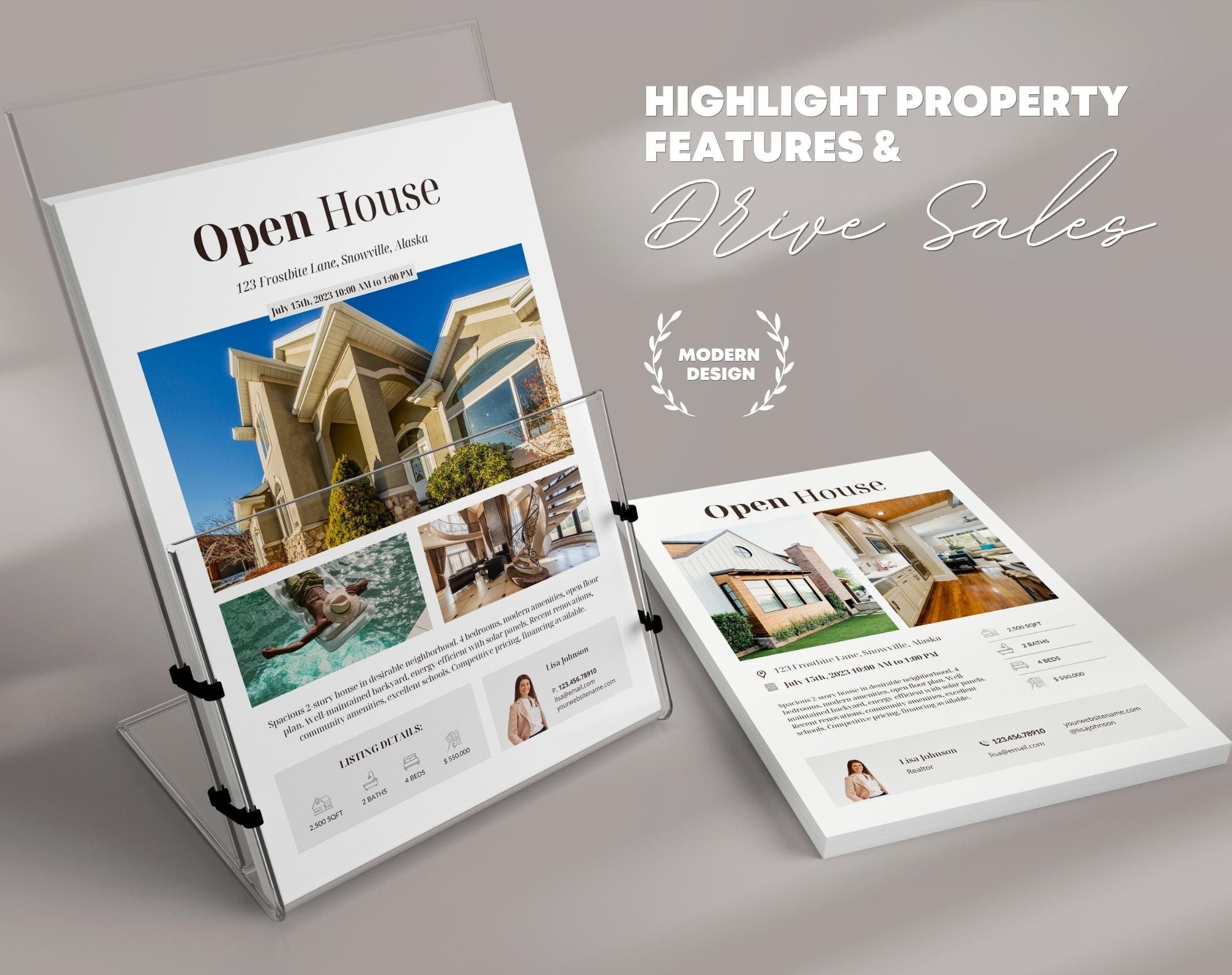Open House Invite Flyer Template Bundle for Realtor Editable in Canva ...