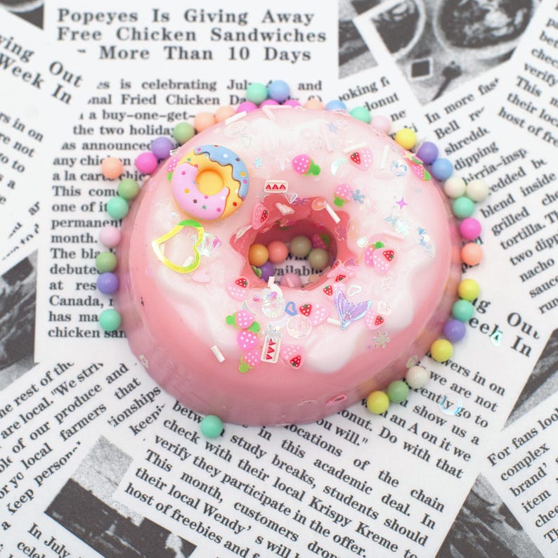 Taba Squishy - Pink Charm Donut Soft Squishy Toy in a Bag, Kawaii Desk ...