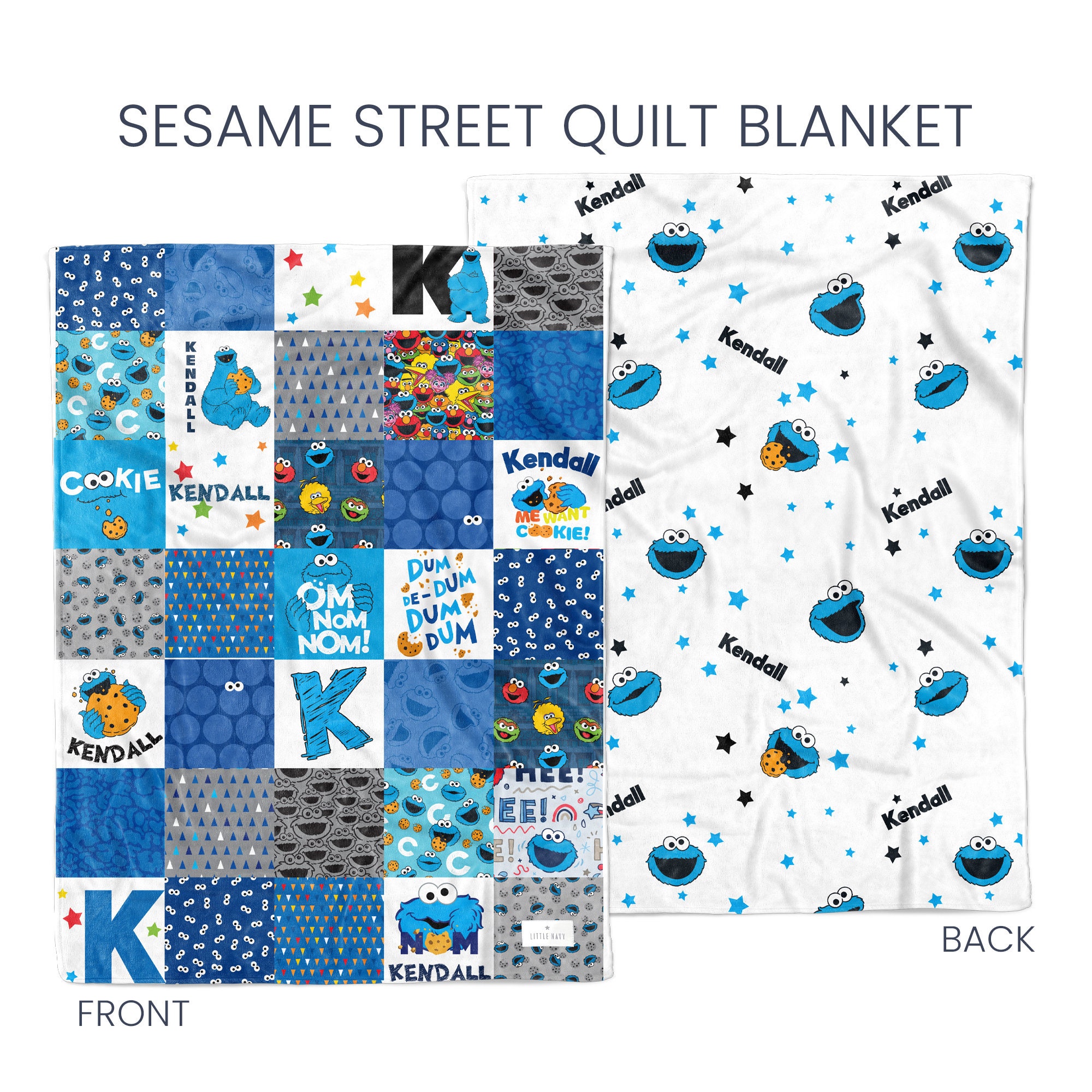 Sesame Street Cookie Monster QUILT Personalized Baby Blanket With Name ...