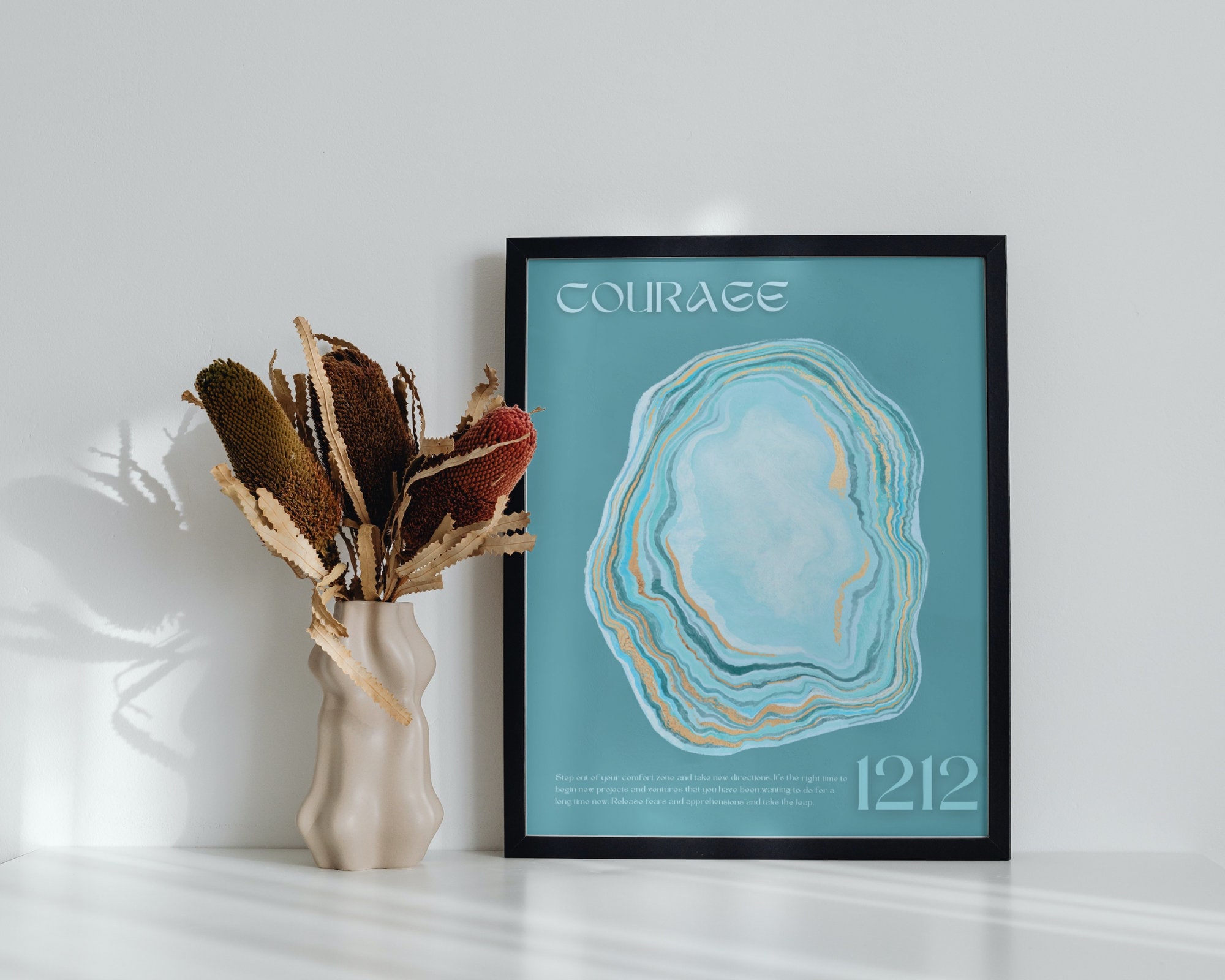 1212 Angel Number Wall Art Modern Art Posters Blue Crystal Geode ...