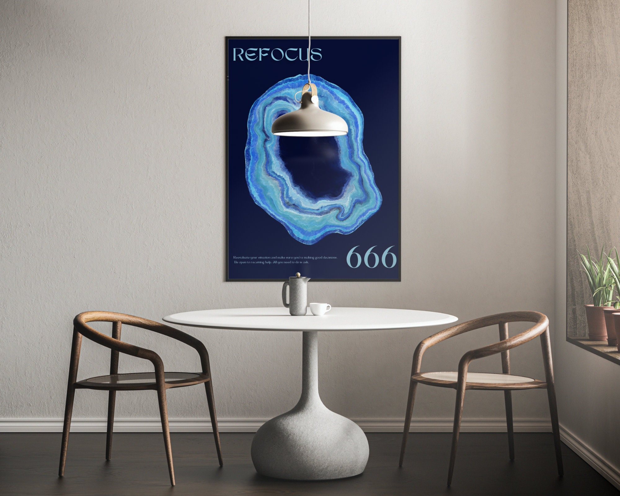 666 Angel Number Wall Art Modern Art Posters Blue Crystal Geode ...