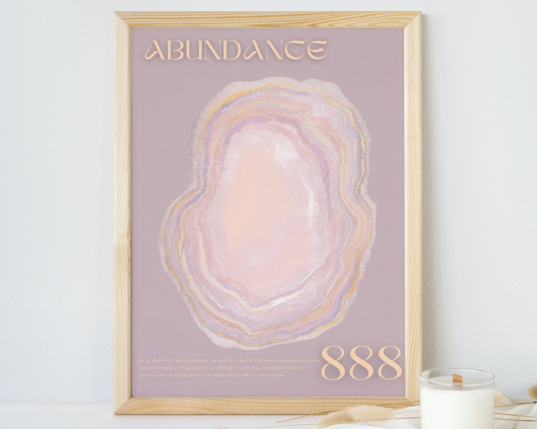 888 Angel Number Wall Art | Modern Art Posters | Pink Crystal Geode ...
