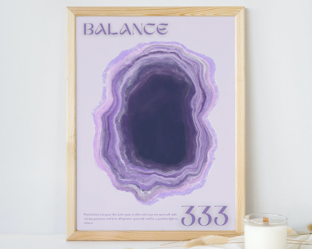 333 Angel Number Wall Art | Modern Art Posters | Purple Crystal Geode ...