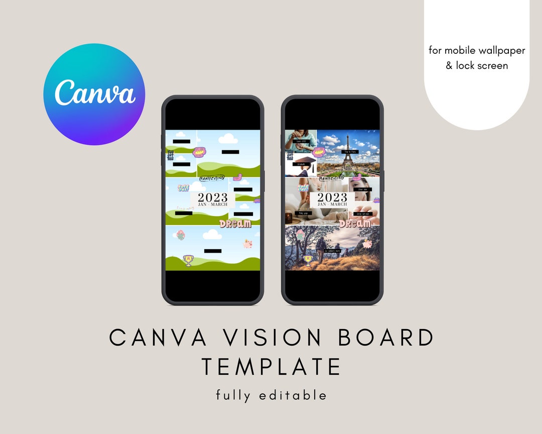 Digital Vision Board Template | Fully Editable Drag and Drop Canva ...