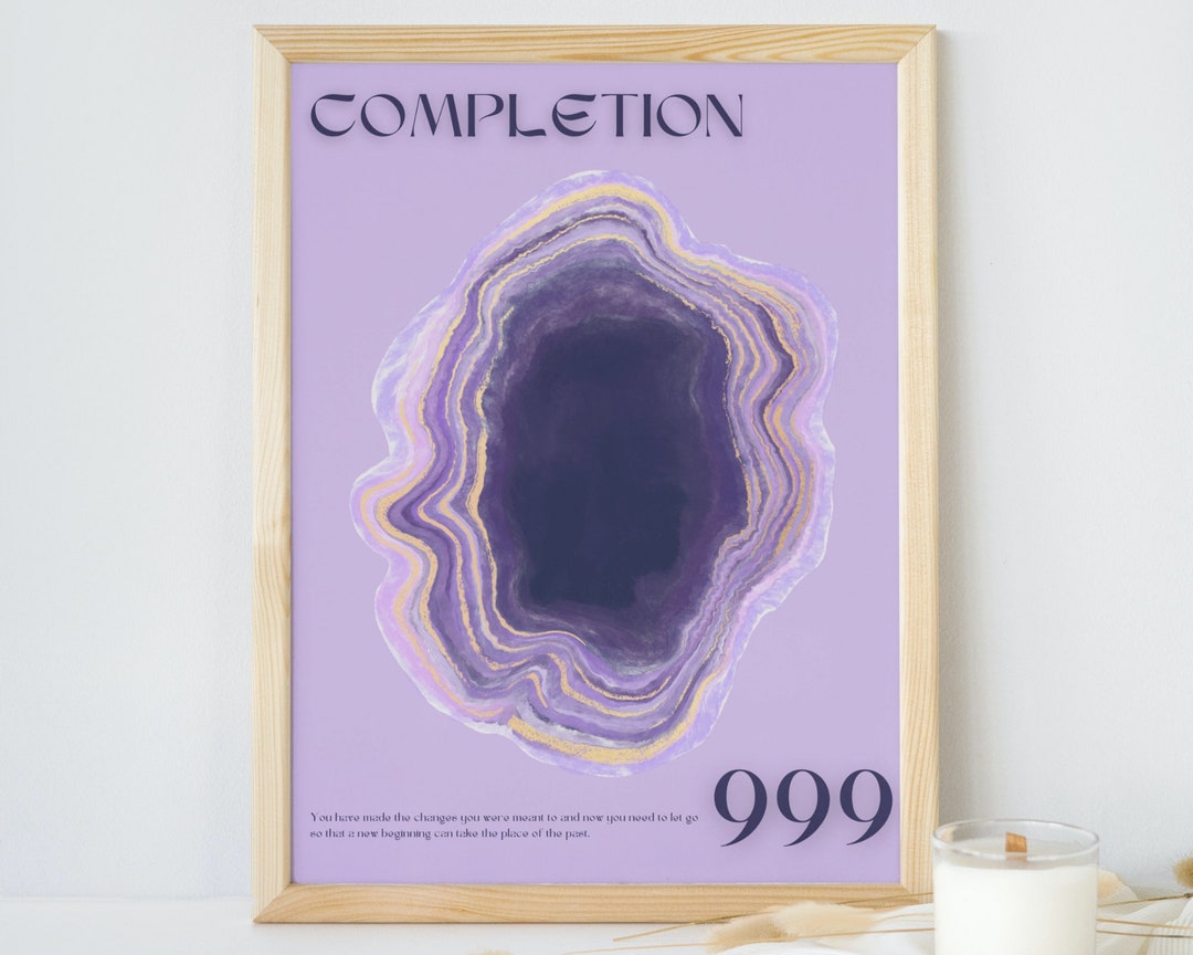999 Angel Number Wall Art | Modern Art Posters | Purple Crystal Geode ...