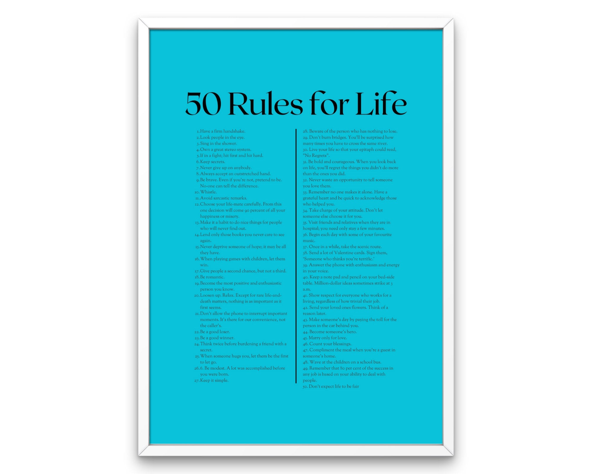 50 Rules for Life Wall Art | Modern Art Posters | Quote Wall Art ...