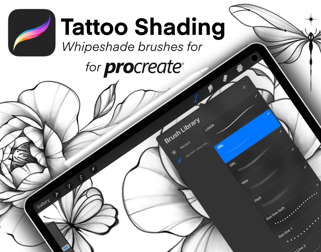 Procreate Brushes | Tattoo Needles Whip Shading | Tattoo Shaders Brush ...