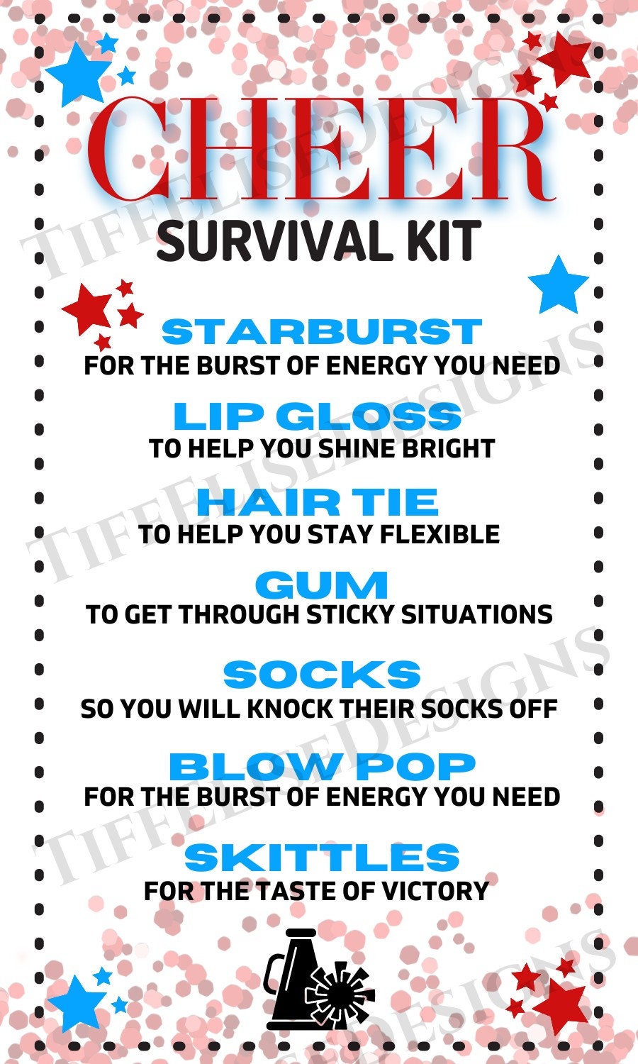 Instant Download Cheer Survival Kit Gift Tag Cheerleader Tag Printable ...