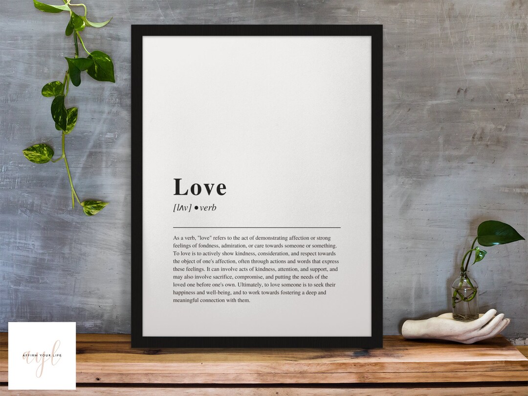 Love verb Definition Wall Art Print, Printable Instant Download ...