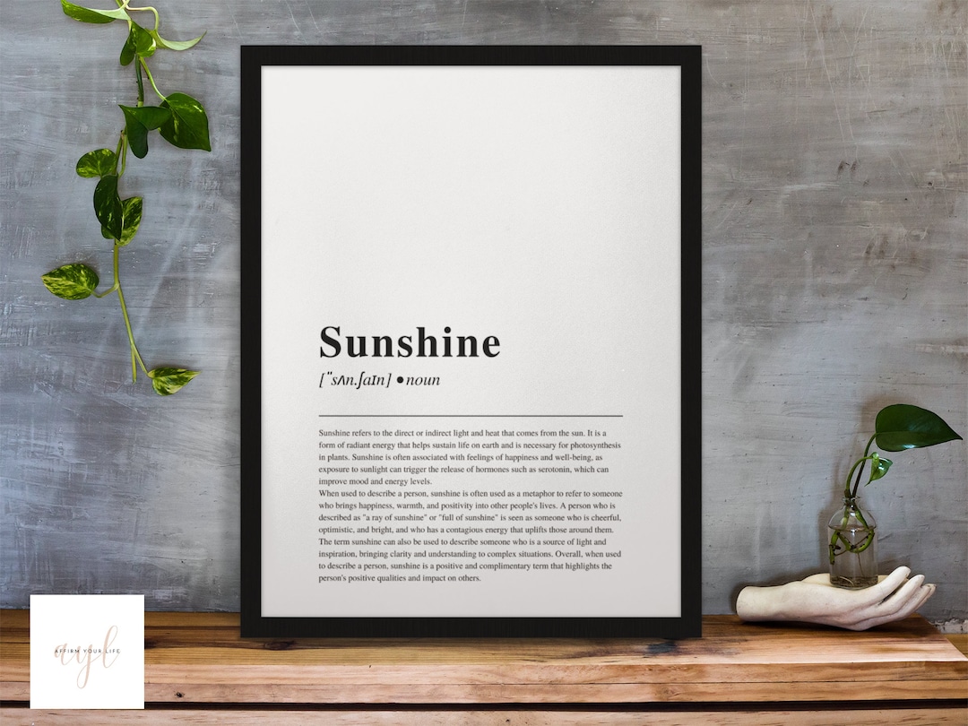 Sunshine Definition Wall Art Print, Printable Instant Download, Minimal ...