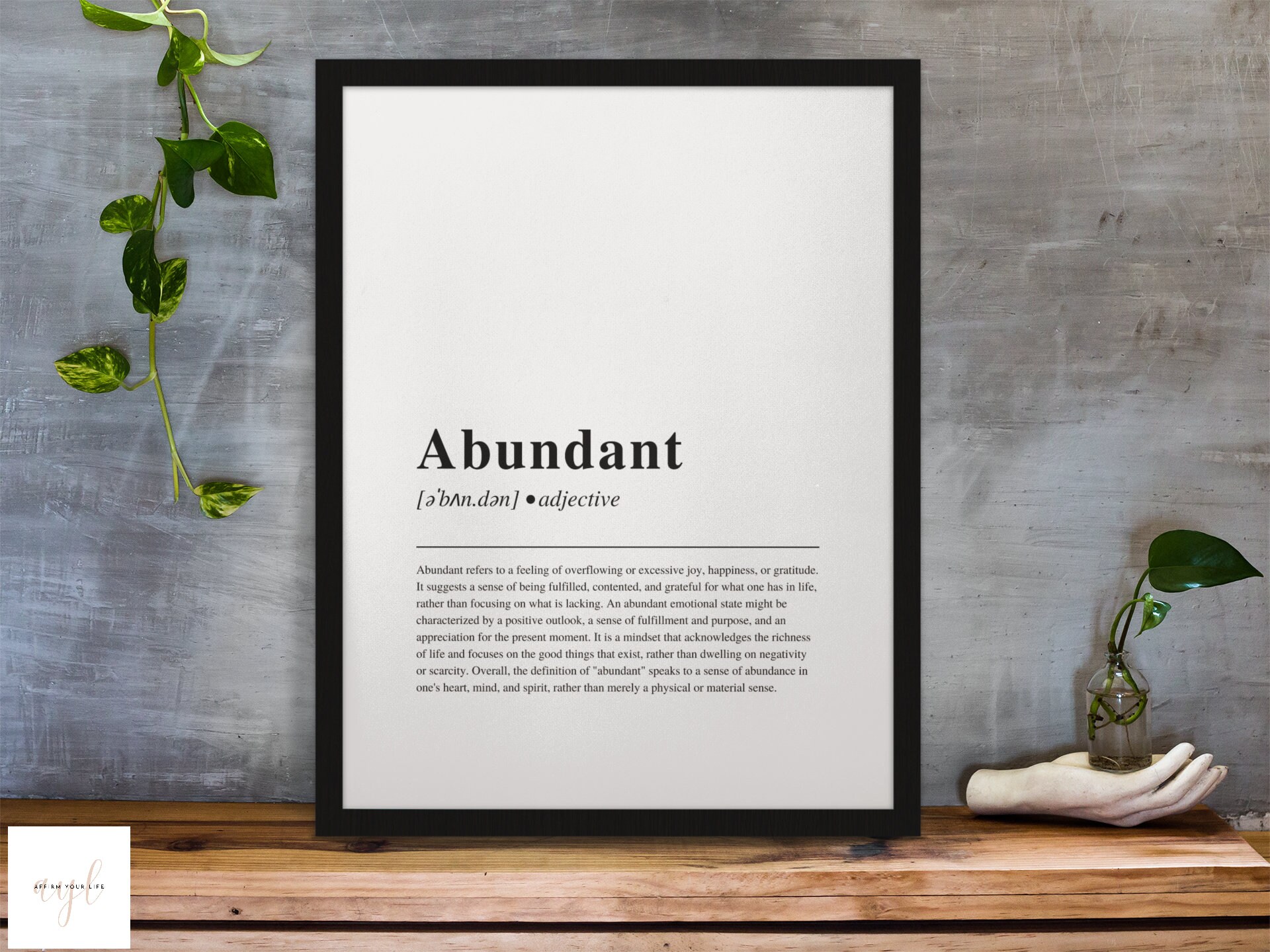 Abundant Definition Print, Printable Instant Download, Minimal Art ...