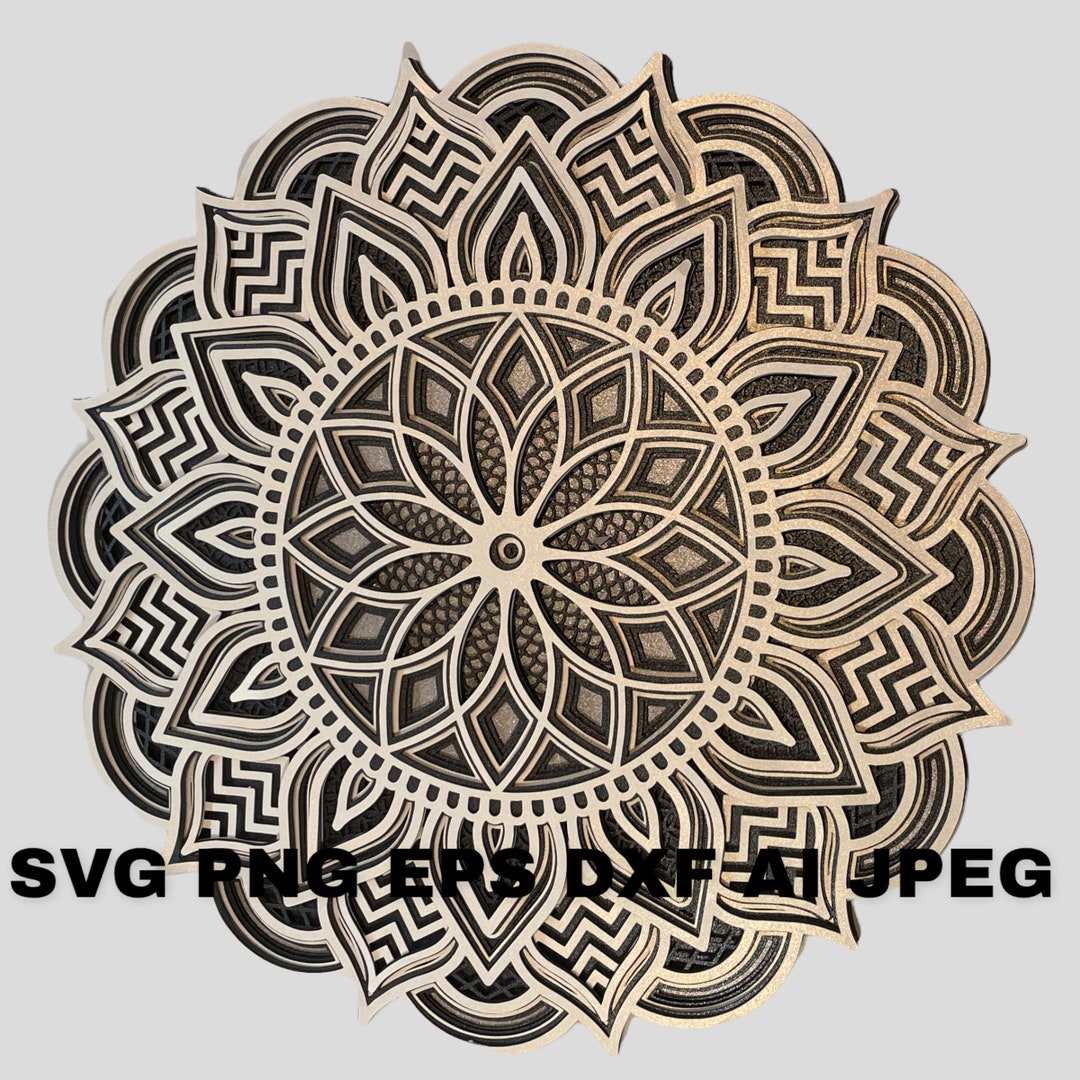 Layered SVG Mandala Files for Cutting Machines Multi-layer Mandala for ...
