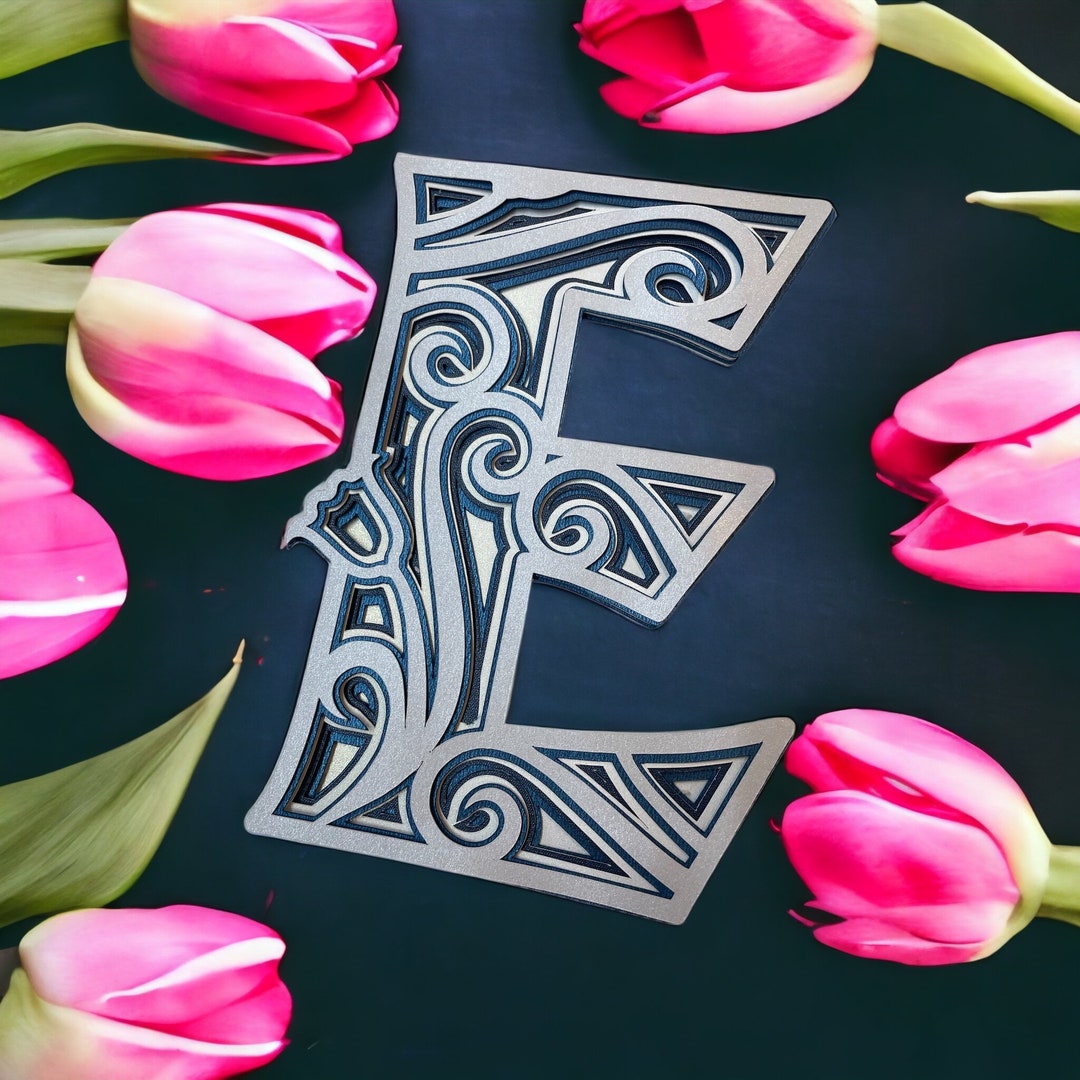 E Monogram Letter SVG Layered Monogram Alphabet Letter for Cricut or ...