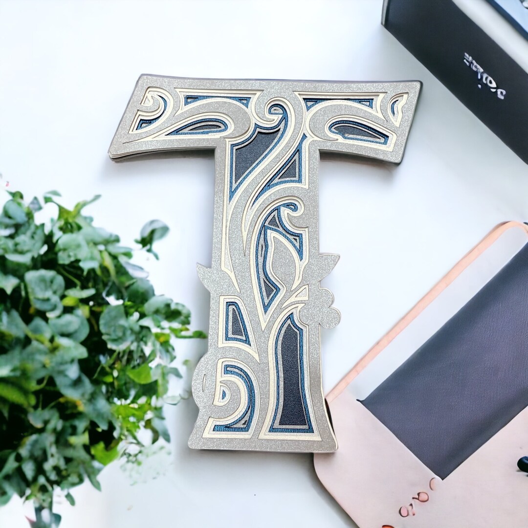 T Monogram Layered SVG Design for Crafting T Shadow Box - Etsy