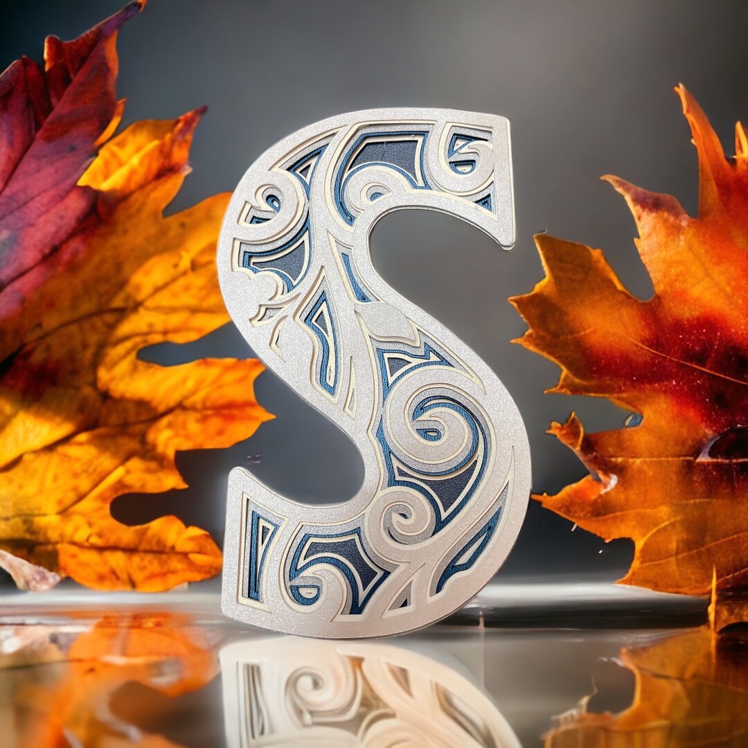 3D Letter S SVG Shadow Box File Layered S Monogram Cardstock Crafting S ...